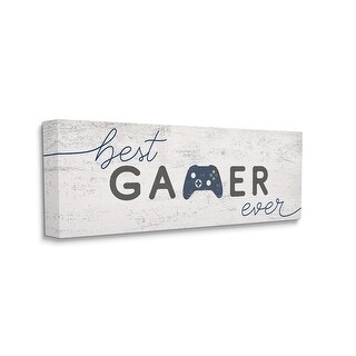 Stupell Best Gamer Ever Video Game Sign Blue Controller Canvas Wall Art ...