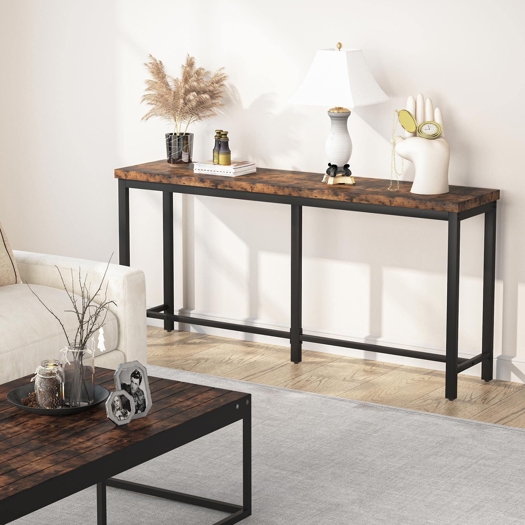 Extra Long Sofa Table 70.9 inches Console Table Behind Couch Sofa Entrance Table Bar Table Brown