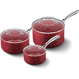 Nonstick Premium 3-Piece Saucepan Set with Glass Lids, Natural Durable ...