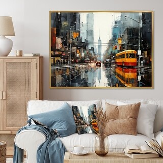 Designart "Cityscape Collage IV" Abstract Collages Framed Canvas Prints ...