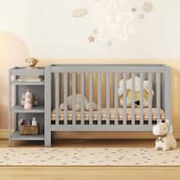 Gray 3-in-1 Convertible Crib and Changer Changing Table with Adjustble ...
