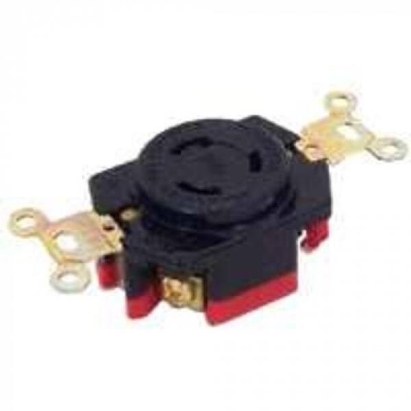 Cooper Wiring L520R 2-Pole 3-Wire Locking Receptacle, 20A, Black - Bed ...