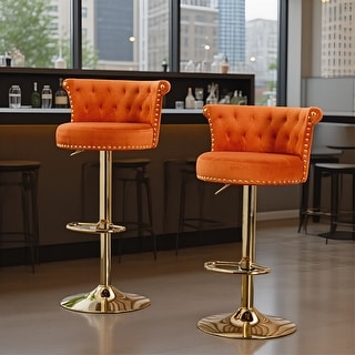 Velvet 360 Rotating Bar Chair,Handmade Backrest with Adjustable Height ...