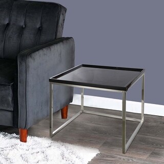 MDF Top Side Table With Metal Base, Black & Silver - Bed Bath & Beyond ...