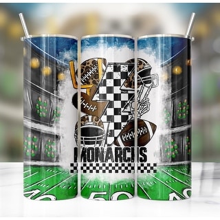 Monarchs School Team Mascot Preppy Football 20 Oz Skinny Metal Tumbler ...