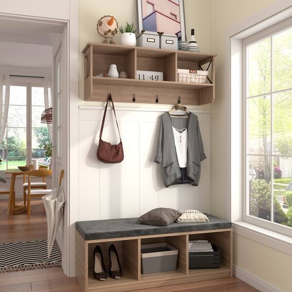 Hanging Entryway Shelf with Coat Racks - 44 inches - Bed Bath & Beyond ...