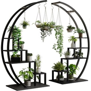 5 Tier Metal Plant Stand Indoor Half Moon Shape Ladder Display Rack ...