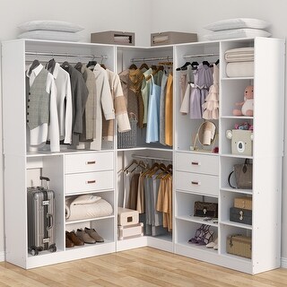 Geren Set of 3 Freestanding Walk-in Closet System Reversible Wardrobe ...