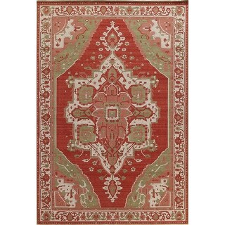 Red Traditional Geometric Heriz Serapi Turkish Wool Area Rug Handmade ...