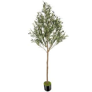 5ft Artificial Olive Tree (60in) with Plastic Nursery Pot Faux Olive ...