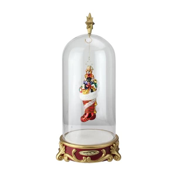 14.5" Christopher Radko Gold and Burgundy Dome Ornament Display Stand ...