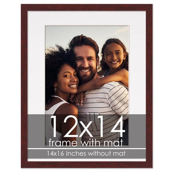 12x14 Frame with Mat - Brown 14x16 Frame Wood Made to Display Print or ...