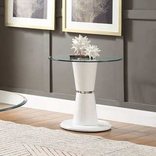 ACME Kavi Coffee Table in Clear Glass & White High Gloss - Bed Bath ...