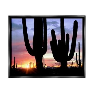 Stupell Desert Cactus Sunset Silhouettes Framed Floater Canvas Wall Art ...