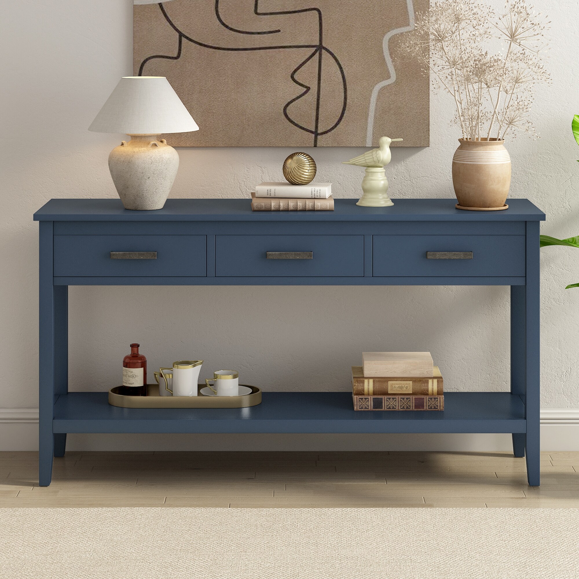 Elegant Storage 3 Drawer Console Table Entrance Table With 1 Shelf Versatile Usage On Sale Bed Bath Beyond 40170844