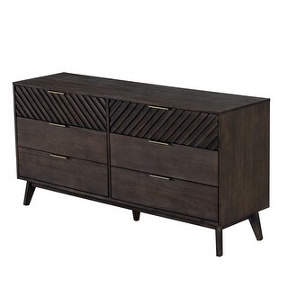 Cid 65 Inch Wood Console Dresser with 6 Drawers, Classic Brass Handles ...