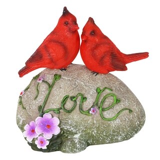 Exhart Solar Cardinal Love Rock Statue with Flowers, 8 Inch - Bed Bath ...