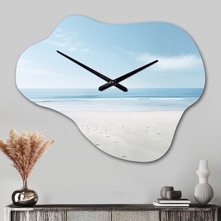 Minimalism Beachside Serenity - Coastal Beach Wall Clocks in Cloud ...