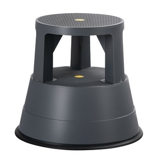 2 Step Round Stool Kick Rolling Backless Stool with Non-Slip Rubber ...