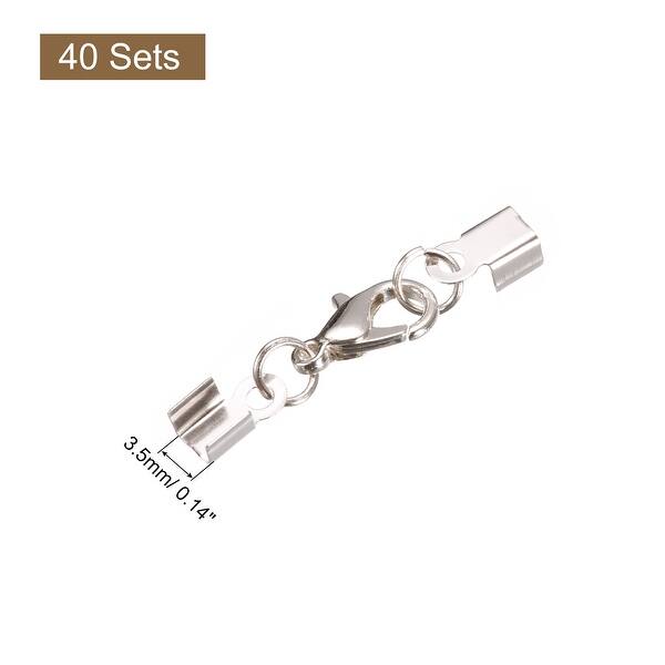 40Sets 3mm Fold Over Cord Ends with Lobster Claw Clasps for DIY - Bed ...