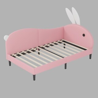Multifunctional Rabbit-Shape Daybed, Twin/Full Size Upholstered Pink ...