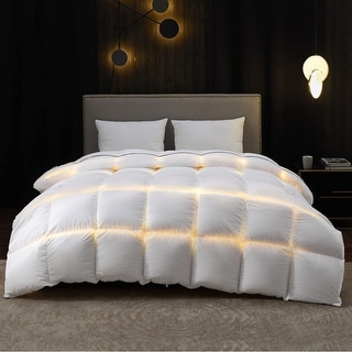 Goose Feather Down Comforter - Extra Fluffy Duvet Insert with 8 Corner Tabs for Winter, 100% ...