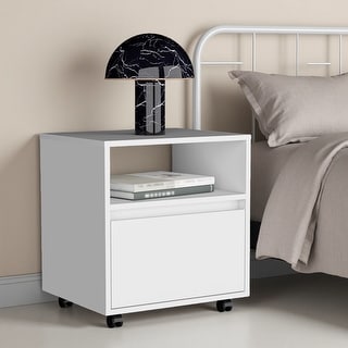 18.9"L Engineered Wood Nightstand with 1 Drawer, 1 Open Shelf and ...