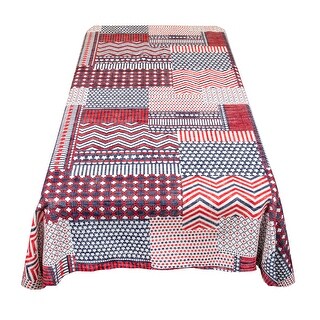 "Patriotic Patchwork" 52"x90" PEVA flannel backed tablecloth - Bed Bath ...