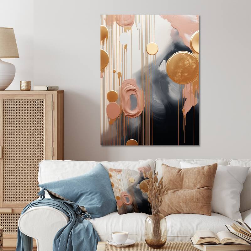 Designart "Gold And White Abstract Shapes Harmony IV" Abstract Shapes ...