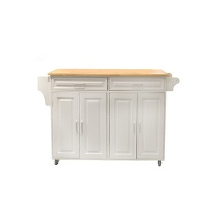 Versatile Kitchen Island and Cart with Natural Wood Top and Ample ...