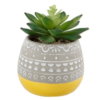 Succulent In 2 Tone Mayan Ceramic Pot,Yellow - Bed Bath & Beyond - 36031027