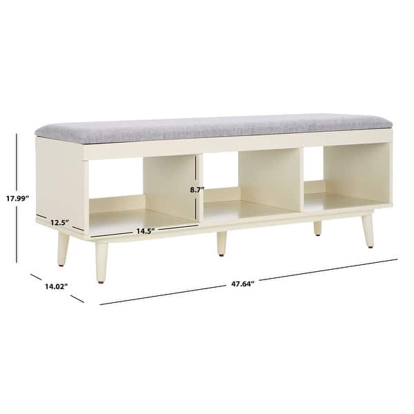 SAFAVIEH Cricket Mid-Century Modern Open Shelf Storage Bench with ...