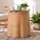 Palm Scallop Natural Rattan Console Table – Handwoven Wicker Round ...