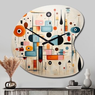 Pink Blue Mid Century Whimsical Wonders III - Abstract Midcentury Large ...