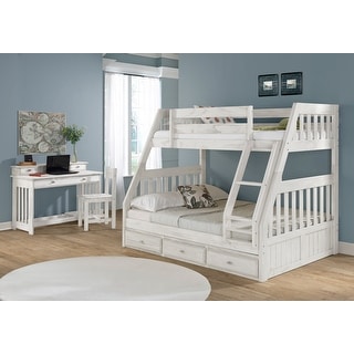 OS Home and Office Furniture Model 5219K3-22 Solid Pine Twin/Full Bunk Bed with Three Drawers in ...