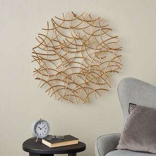 Gold Metal Overlapping Curved Sticks Abstract Home Wall Decor - Bed ...