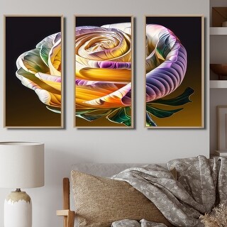 Designart "Rainbow Blooming Crocus Rose I" Floral Crocus Framed Canvas ...