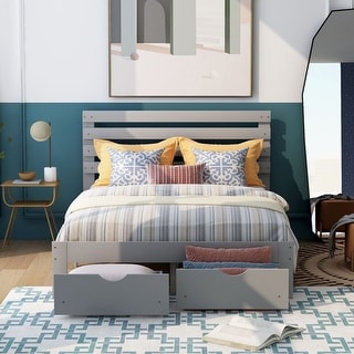 Grey Full Size Platform Bed with Drawers - Bed Bath & Beyond - 38950728