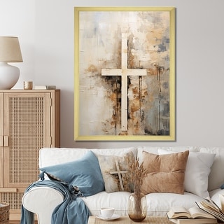 Designart "Minimalism Christianity Cross Collage" Christianity Framed ...