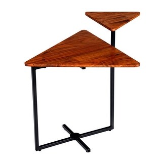 21 Inch Triangular Acacia Wood Accent End Table with 2 Tier Tabletops ...