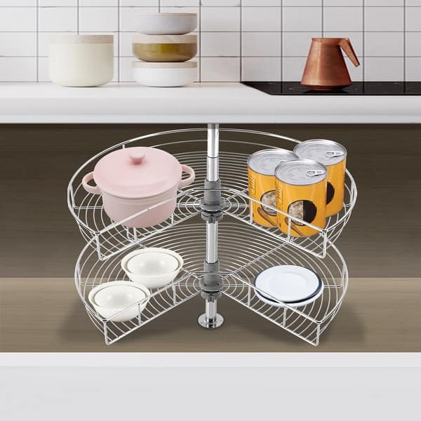 Rotating 2 Tier Kitchen Corner Pantry Storage Cabinet Lazy Susans - Bed ...