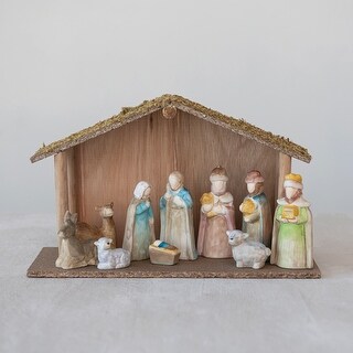 Wood Creche with Nativity Scene, Set of 11 - Bed Bath & Beyond - 38996059