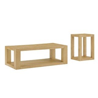 2-Piece Modern 2 tier Rectangle Coffee Table Set for Living Room,Easy ...