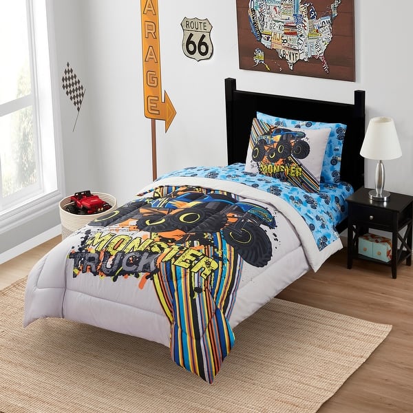 Kids Monster Truck Bed in a Bag Comforter, Sham & Sheet Set - Bed Bath ...