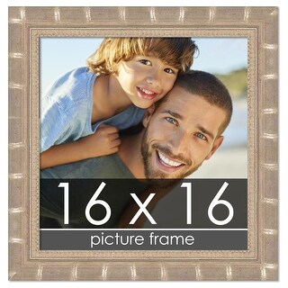 16x16 Bamboo Silver Complete Wood Square Picture Frame with UV Acrylic ...