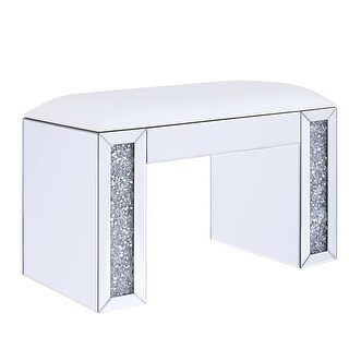 Noralie Vanity Stool in PU, Mirrored and Faux Diamonds - white - Bed ...