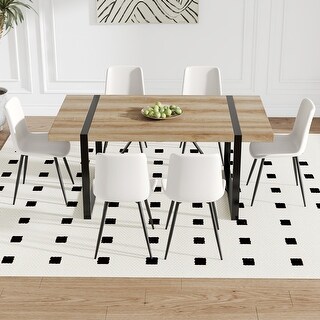 Casual Dining Table Set Farmhouse Dining Table Set Rectangular Dining ...