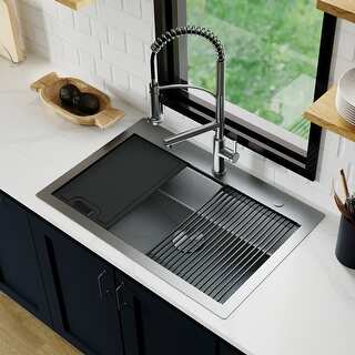 Matrix 33" Top Mount Workstation 16 Gauge Single Bowl Stainless Steel ...