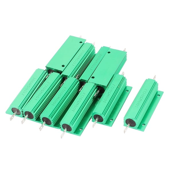 10Pcs Aluminum Housed 100W Watt 50 Ohm Tolerance Fixed Resistor Green ...