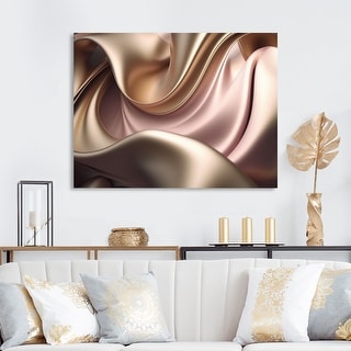 Designart "Luscious Liquid Gold In Subdued Pink And Taupe IV" Abstract ...
